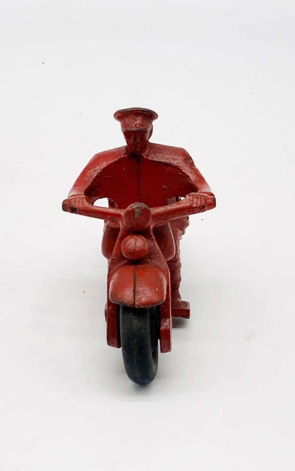 Antique cast iron Hubley red Motorcycle State trooper cop Toy police ...