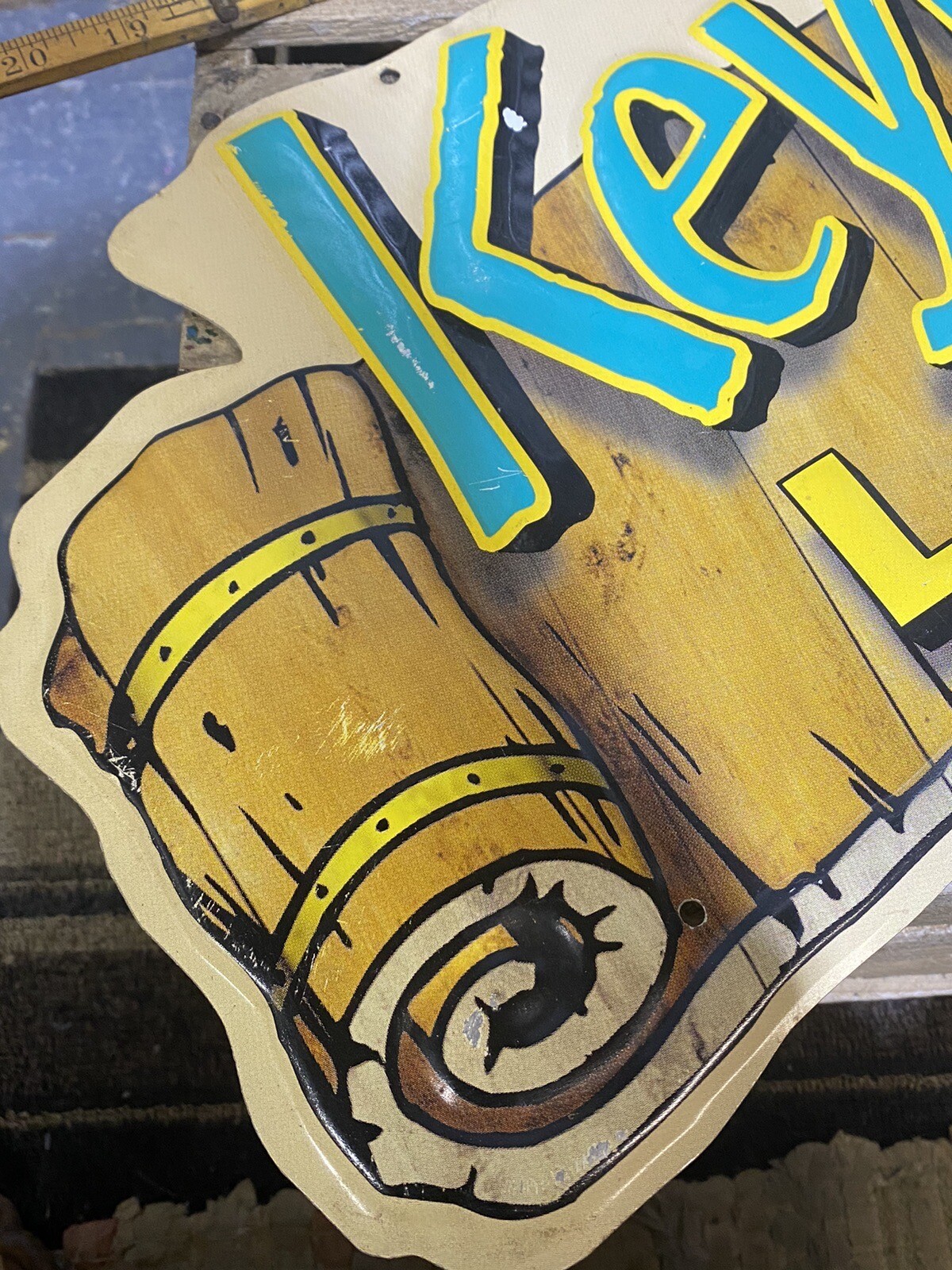 Key West Lager stamped metal beer sign Super scarce READ DESCRIPTION ...