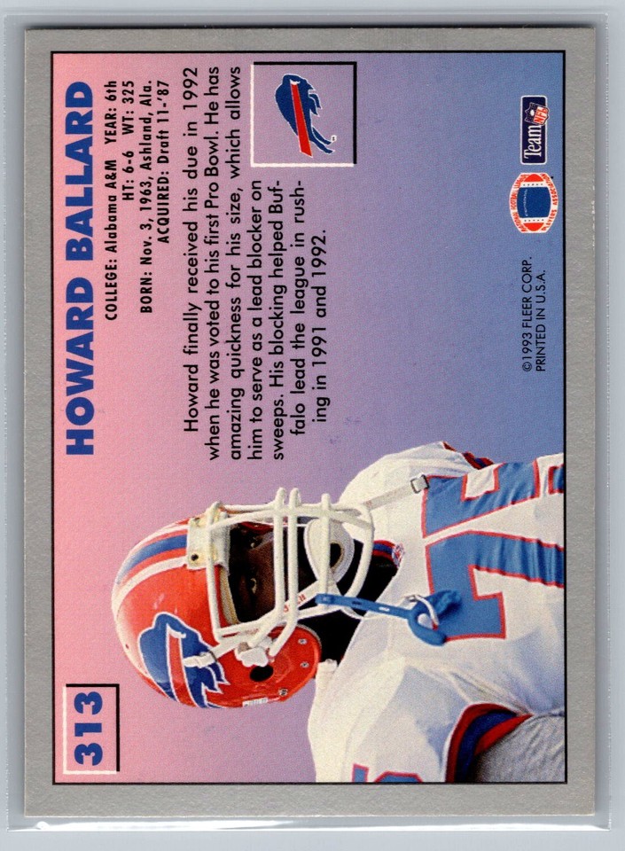 1993 Fleer Football #313 Howard Ballard Buffalo Bills | eBay