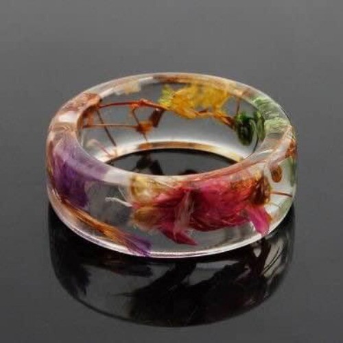 Size 9 Handmade Autumn Botanical Ring - Pressed Flowers Ring Boho ...