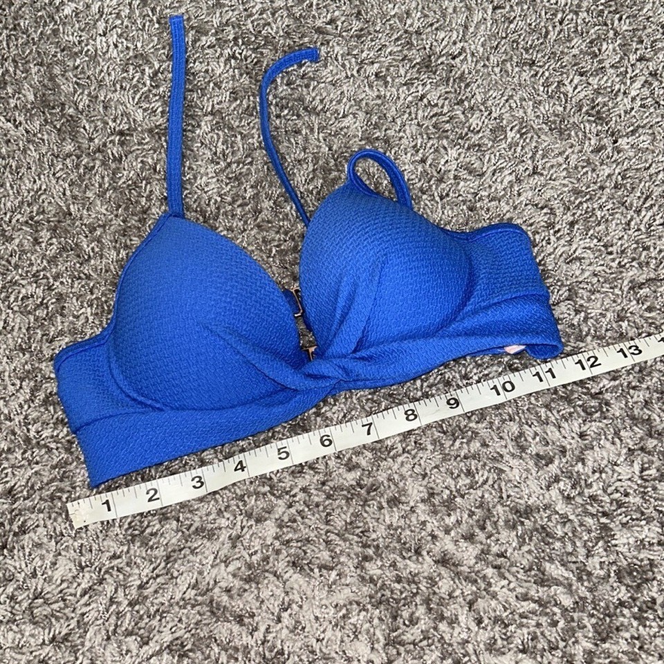 Shade & shore blue swim top tie clasp 32 B blue women's | eBay