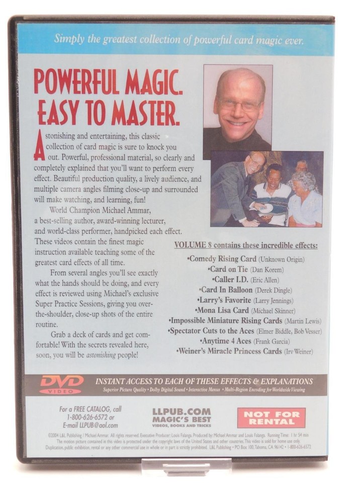 Easy to Master Card Miracles by Michael Ammar Volume 8 Magic Trick DVD ...