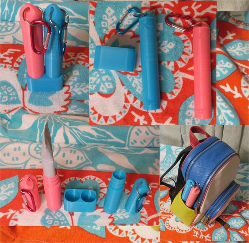 Pack of 2 - Screw on Tampon Keeper Travel Case w/ Carabiner and stand ...