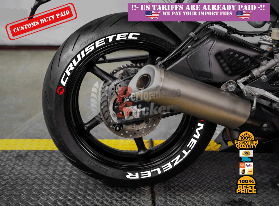 Metzeler Cruisetec Tire Lettering MOTORCYCLE Tire Decal Set 0.75"U.S ...