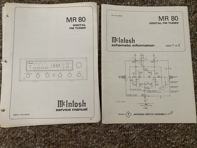 McIntosh MR 80 Digital Tuner Service Manual Schematic *Original* | eBay