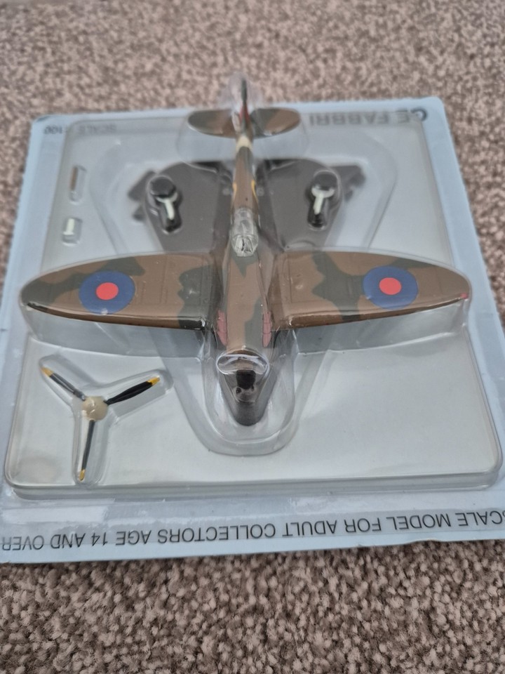 ATLAS GE FABBRI 1:100 SUPERMARINE SPITFIRE WW2 DIECAST AIRCRAFT PLANE ...