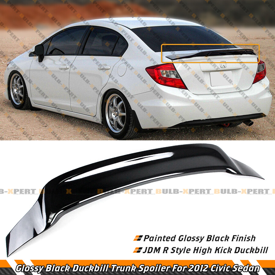 GLOSS BLACK R STYLE DUCKBILL TRUNK SPOILER WING FOR 2012 HONDA CIVIC ...