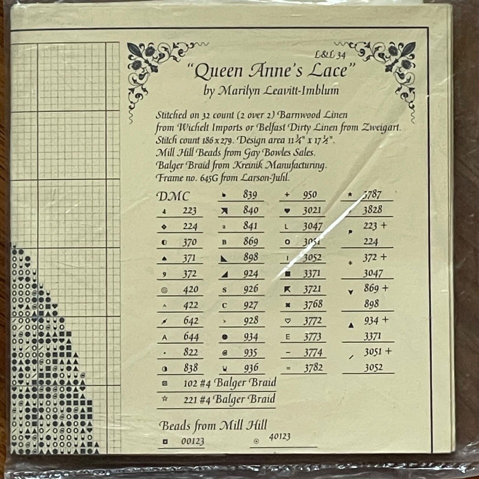 Lavender & Lace Queen Anne’s Lace L&L 34 Cross Stitch Chart Excellent ...