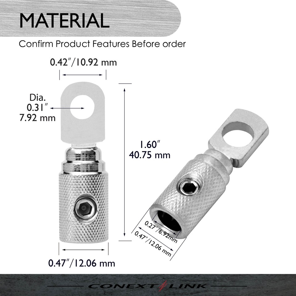 2 Set Screw Power Ring Terminal 8GA AWG Gauge 5/16" 8mm Hole Brass ...