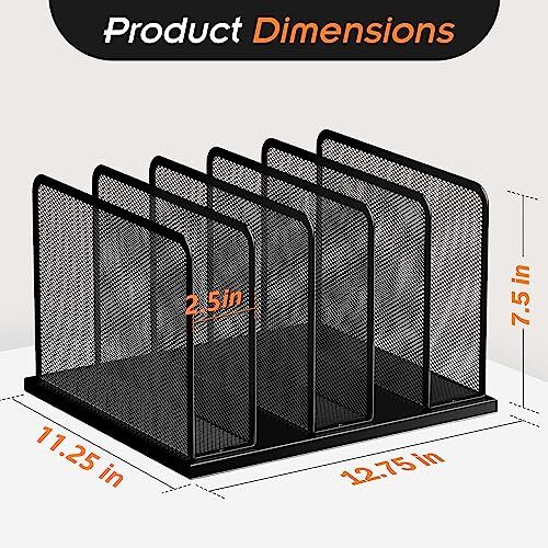 5 Section Mesh File Sorter Organizer Bookshelf for Home Office Desk ...