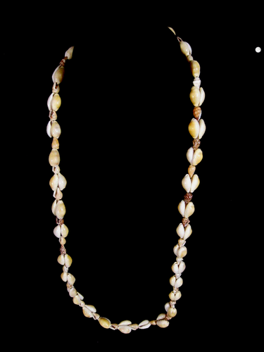 vntg Natural Cowrie and Spotted Momi Shell Lei Necklace 1987 Maui ...