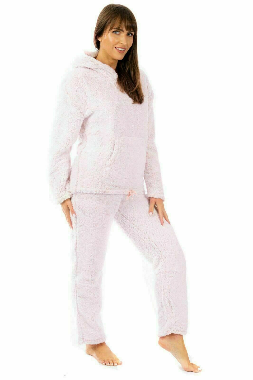 Ladies Women Winter Fluffy Fleece Warm Cosy Soft Teddy Sherpa PJS ...