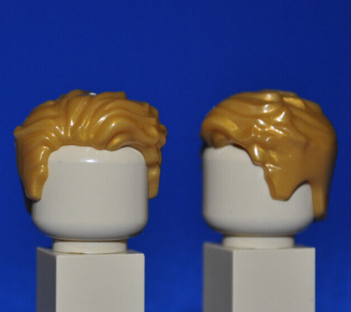 LEGO PARTS - 1X MINIFIGURE PEARL GOLD WIG/HAIR PIECE/SWEPT LEFT/TOUSLED ...