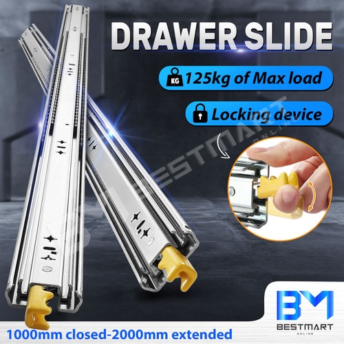 2PCS Drawer Slides Rail Full Extension Locking Trailer Runner Track ...