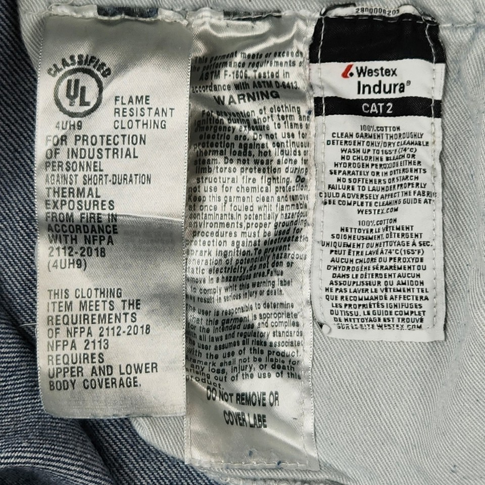 Westex Indura Flame Resistant CAT2 FR Jeans Mens 42x32 Blue Denim Work ...