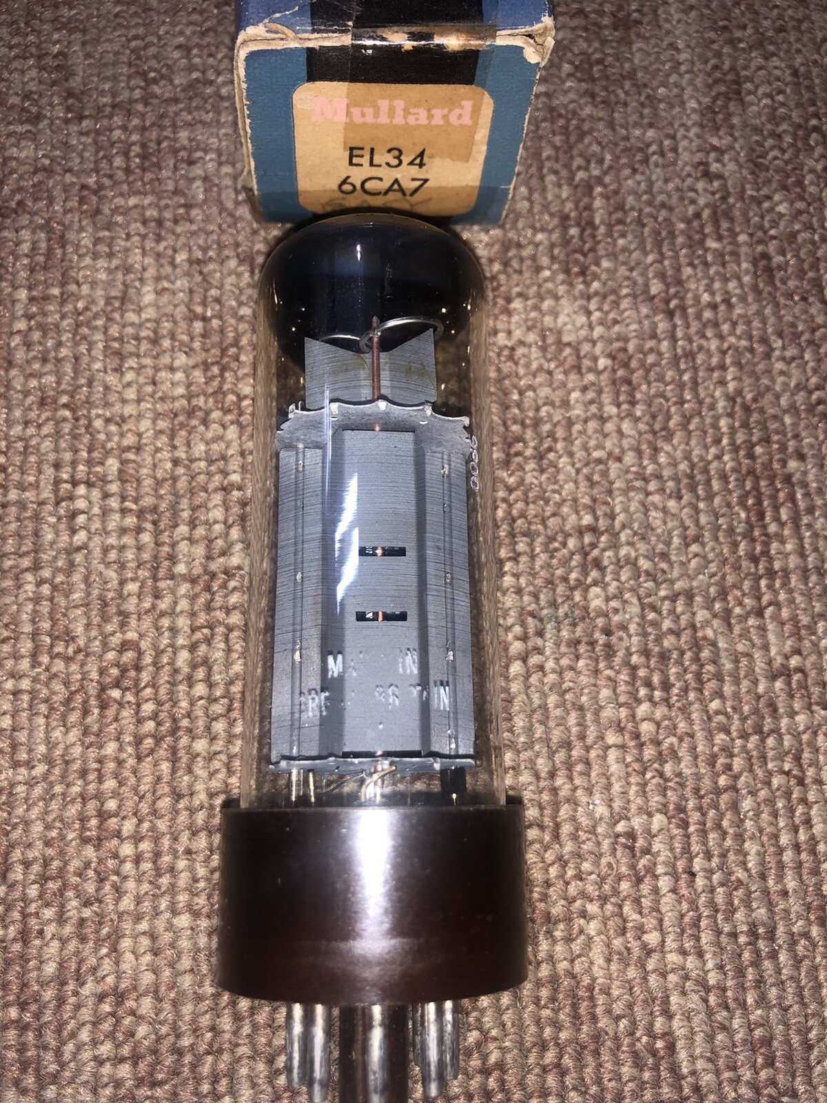 Mullard EL34 xf1 Fat Brown Base OO Getter Low Testing Values Good ...