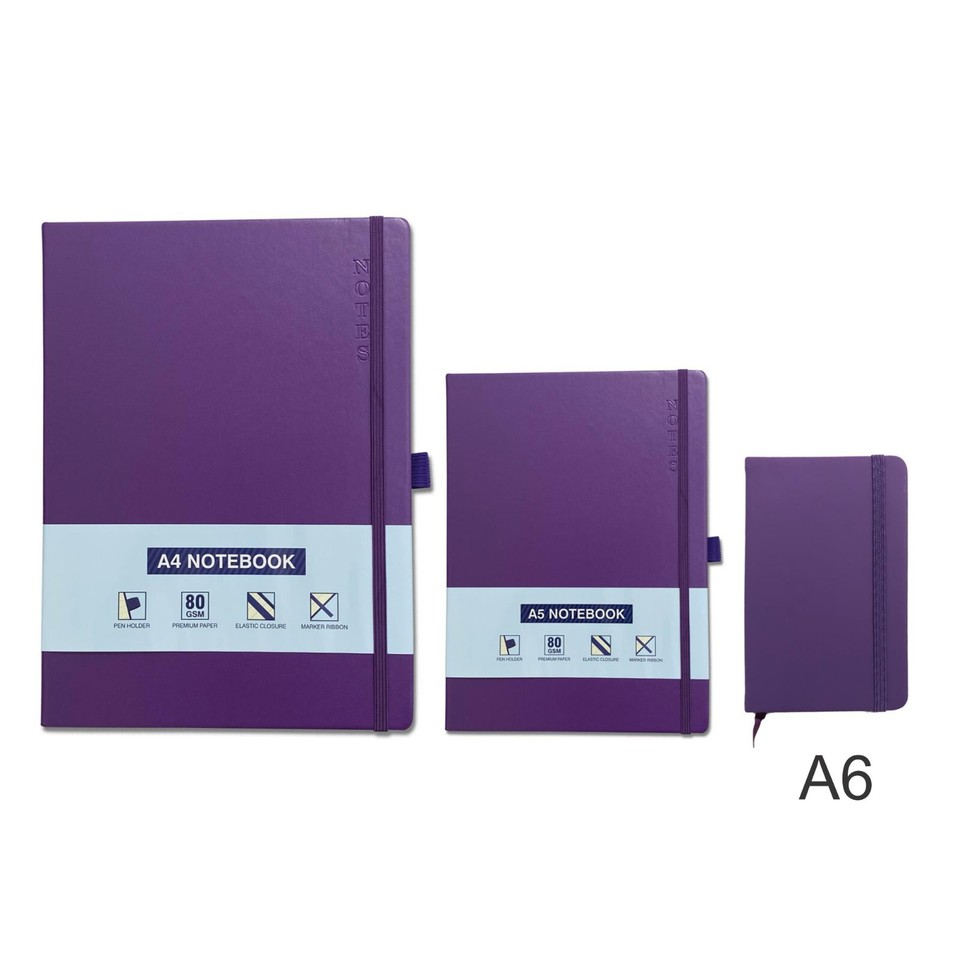 Notebook A6/A5/A4 Lined Hardback Ruled Notepad Notes Diary Journal ...