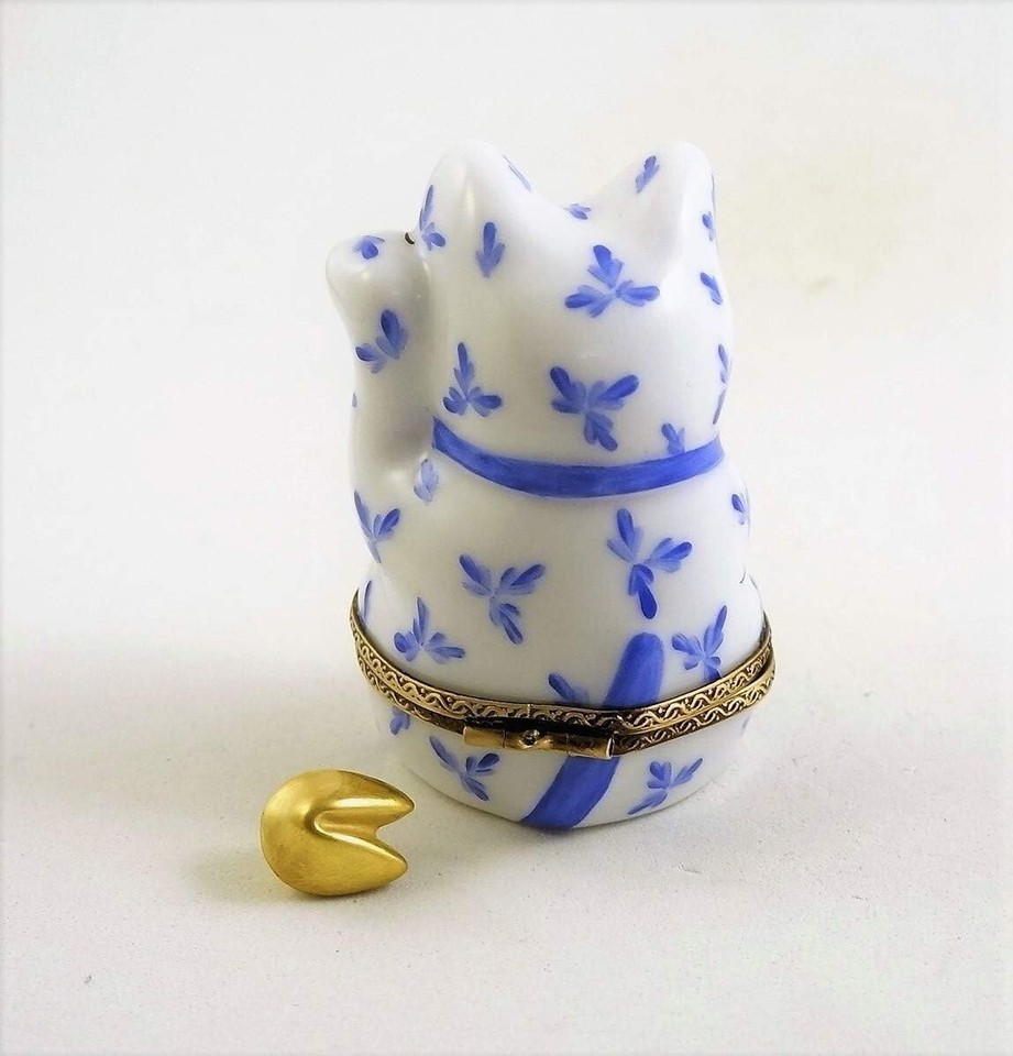 New French Limoges Trinket Box Japanese Lucky Cat Maneki Neko Rem ...