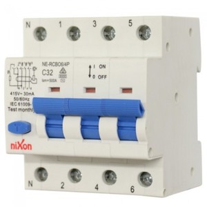 32AMP - RCBO Four Pole / Module 6kA C Curve - 3 Phase Three Phase RCBO ...