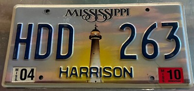 LICENSE PLATE MISSISSIPPI HARRISON 2010 HHD 263 | eBay
