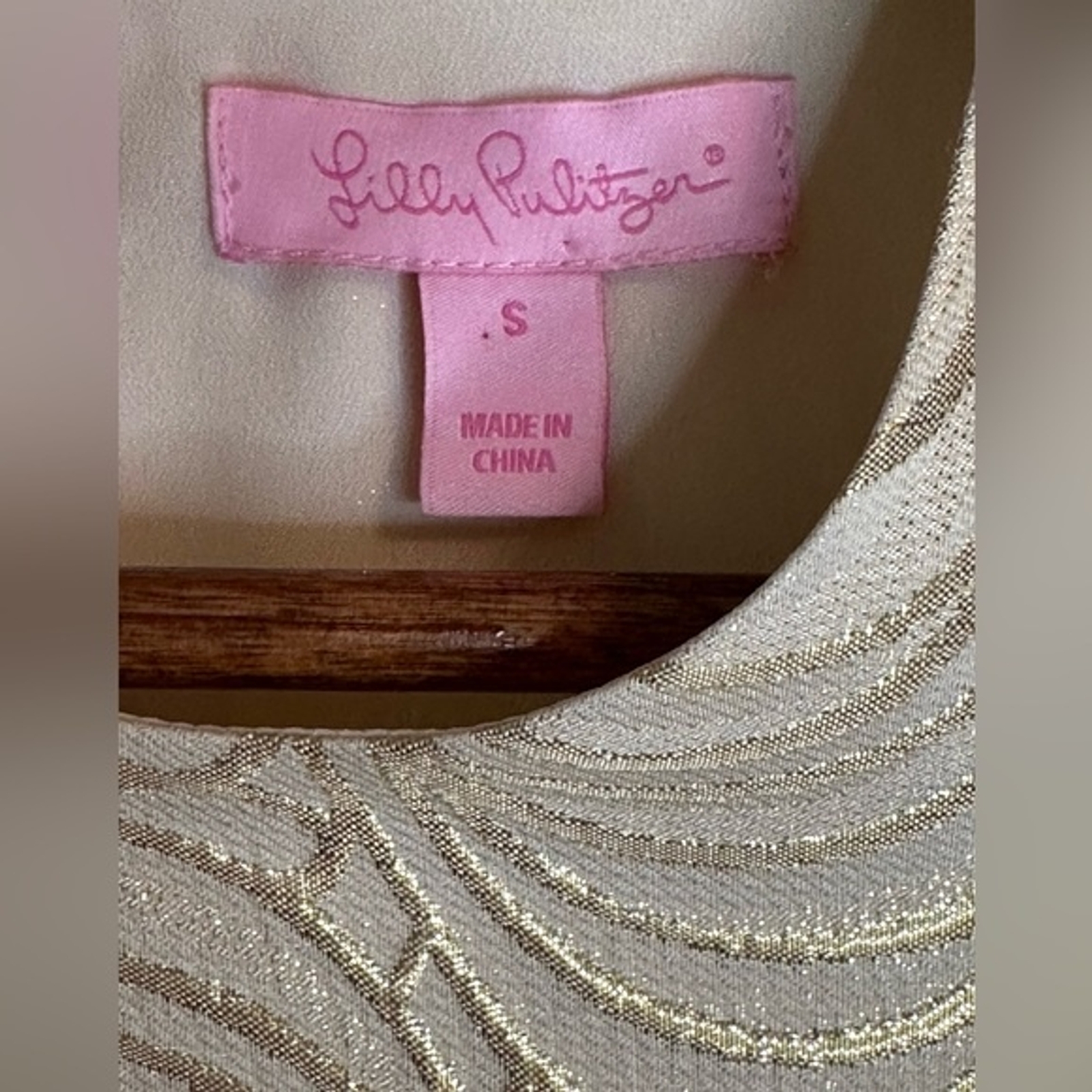 Lilly Pulitzer Diedra Metallic Gold Silk Dress Total Wave Sz S | eBay