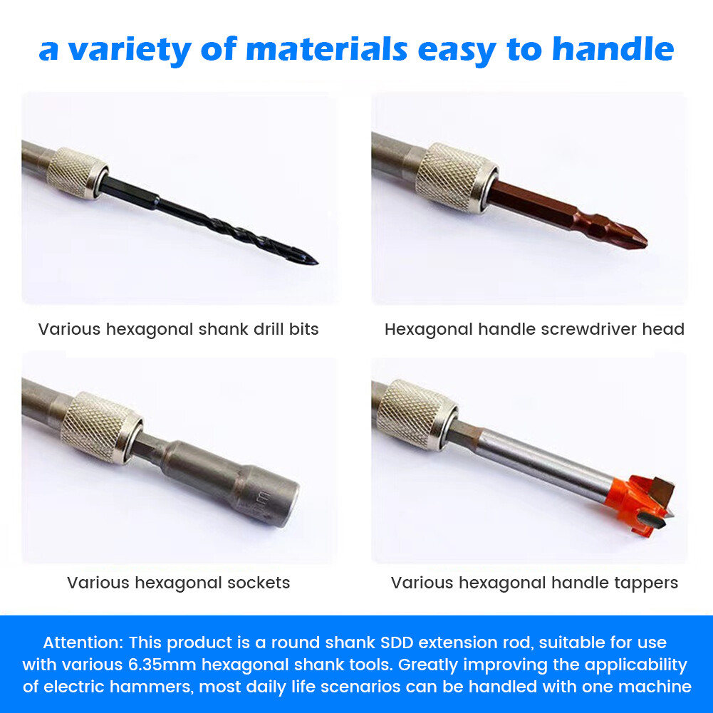 3pcs 6.35mm SDS Bit Adapter Impact Drill DIY Round To Hexagonal Shank ...