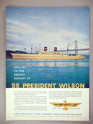 SS President Wilson Steam Ship PRINT AD - 1959 ~~ American President ...