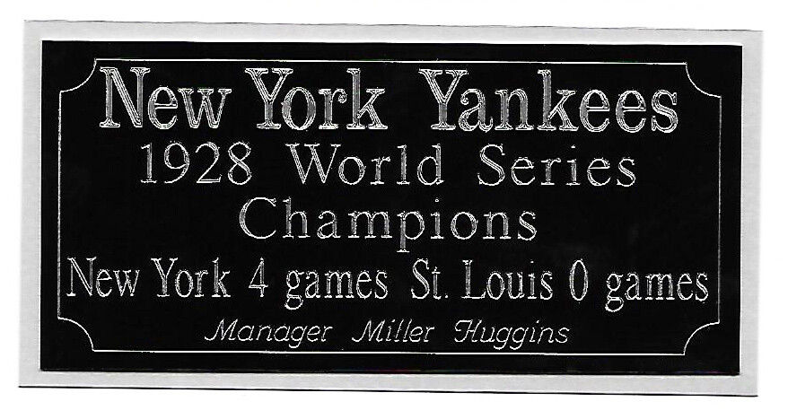 1928 New York Yankees World Series Champions engraving, nameplate | eBay