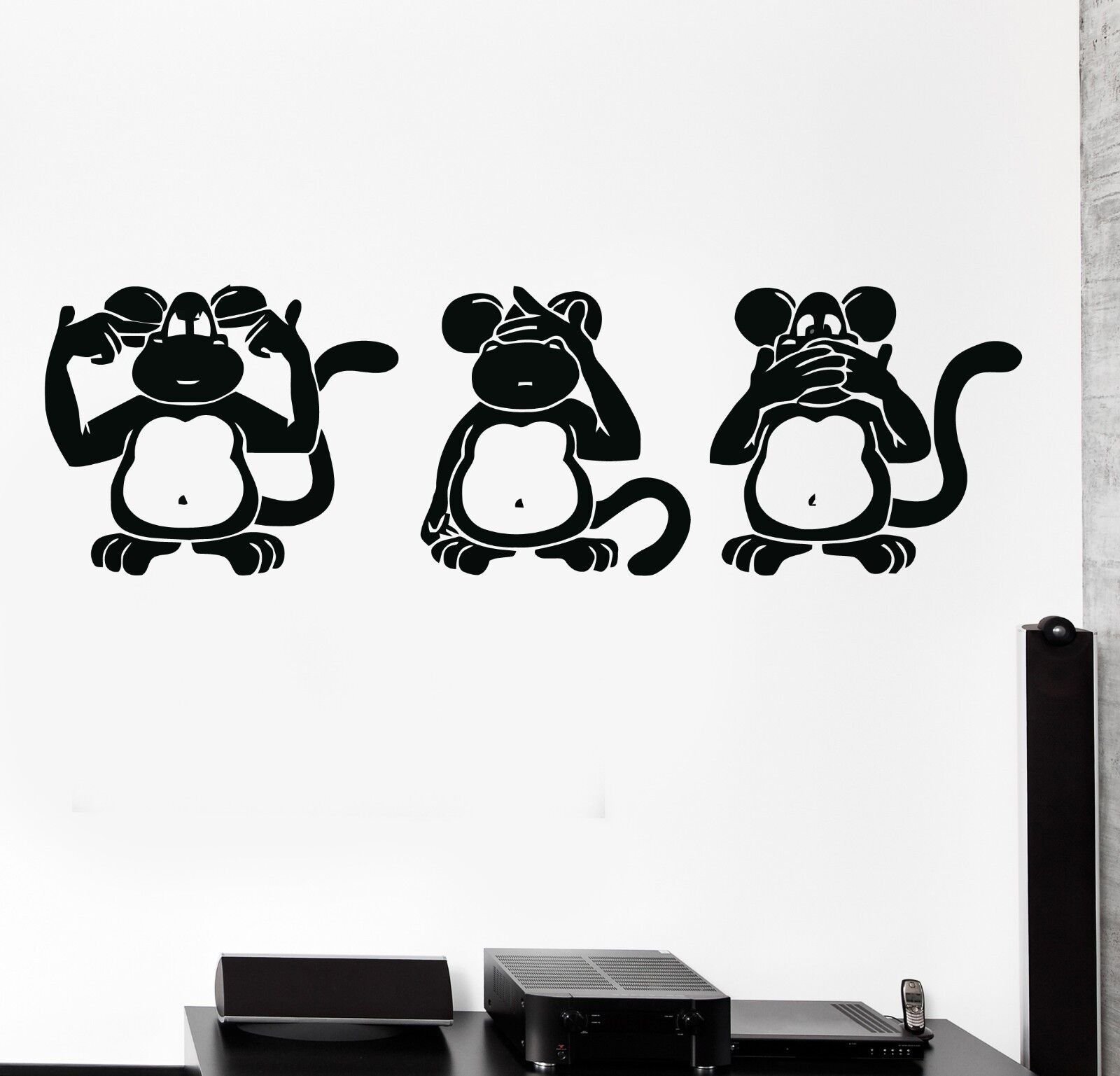 Wall Stickers Three Wise Monkeys Animals Buddhism Japan Vinyl Decal ...