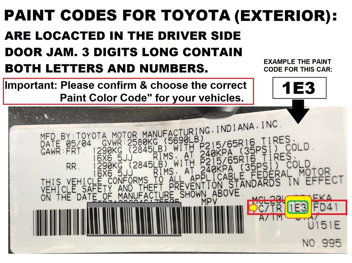 1999 Toyota Paint Codes - Infoupdate.org