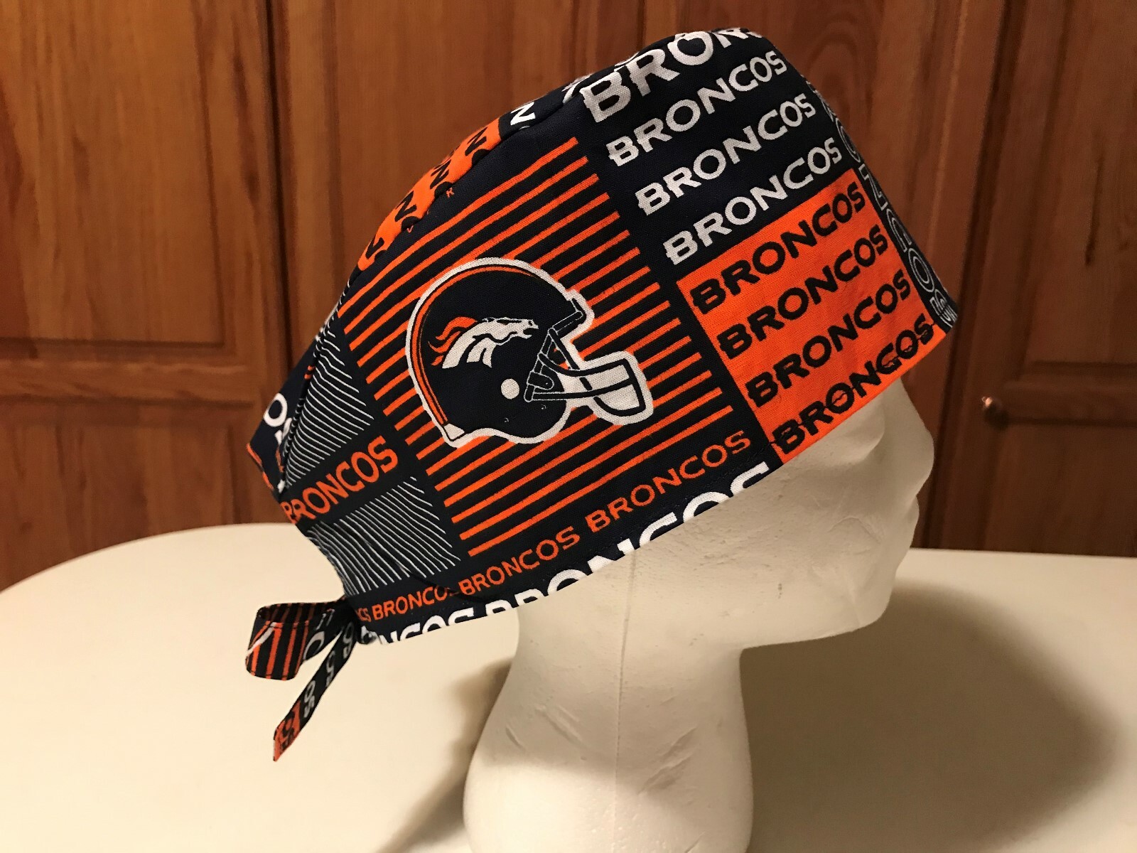 Scrub or Chef Hat Medical Nursing Chemo Skull Cap Denver Broncos Cotton ...