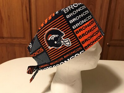 Scrub or Chef Hat Medical Nursing Chemo Skull Cap Denver Broncos Cotton ...