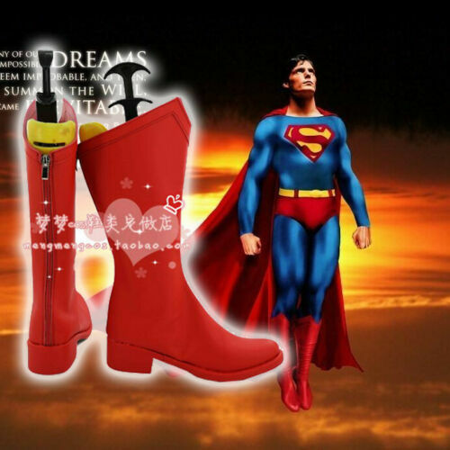 Man's Superman Cosplay Red Leatherette Boots Customized Halloween Shoes ...