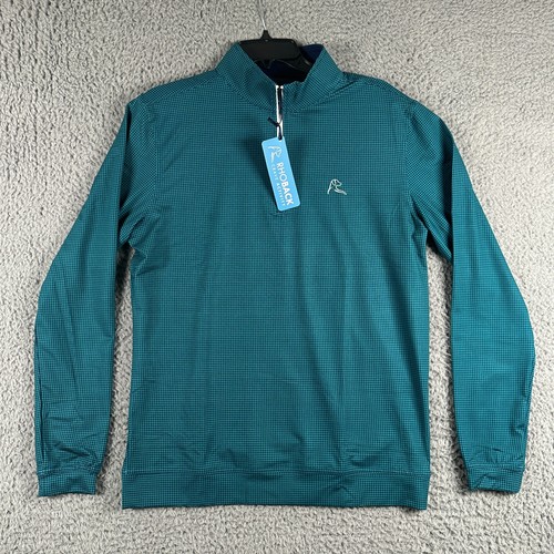Rhoback Performance 1/4 Zip Pullover Mens Small Houndstooth Green Blue ...