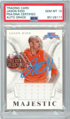 Jason Kidd 2012-13 Panini Crusade Autograph Jersey Card #27 PSA/DNA 10 ...