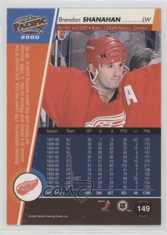 1999-00 Pacific Emerald Green 35/199 Brendan Shanahan #149 HOF 0f9 | eBay