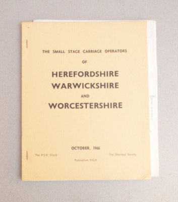 PSV Circle Fleet History Small Stage Optrs. of Herefordshire Warwick ...