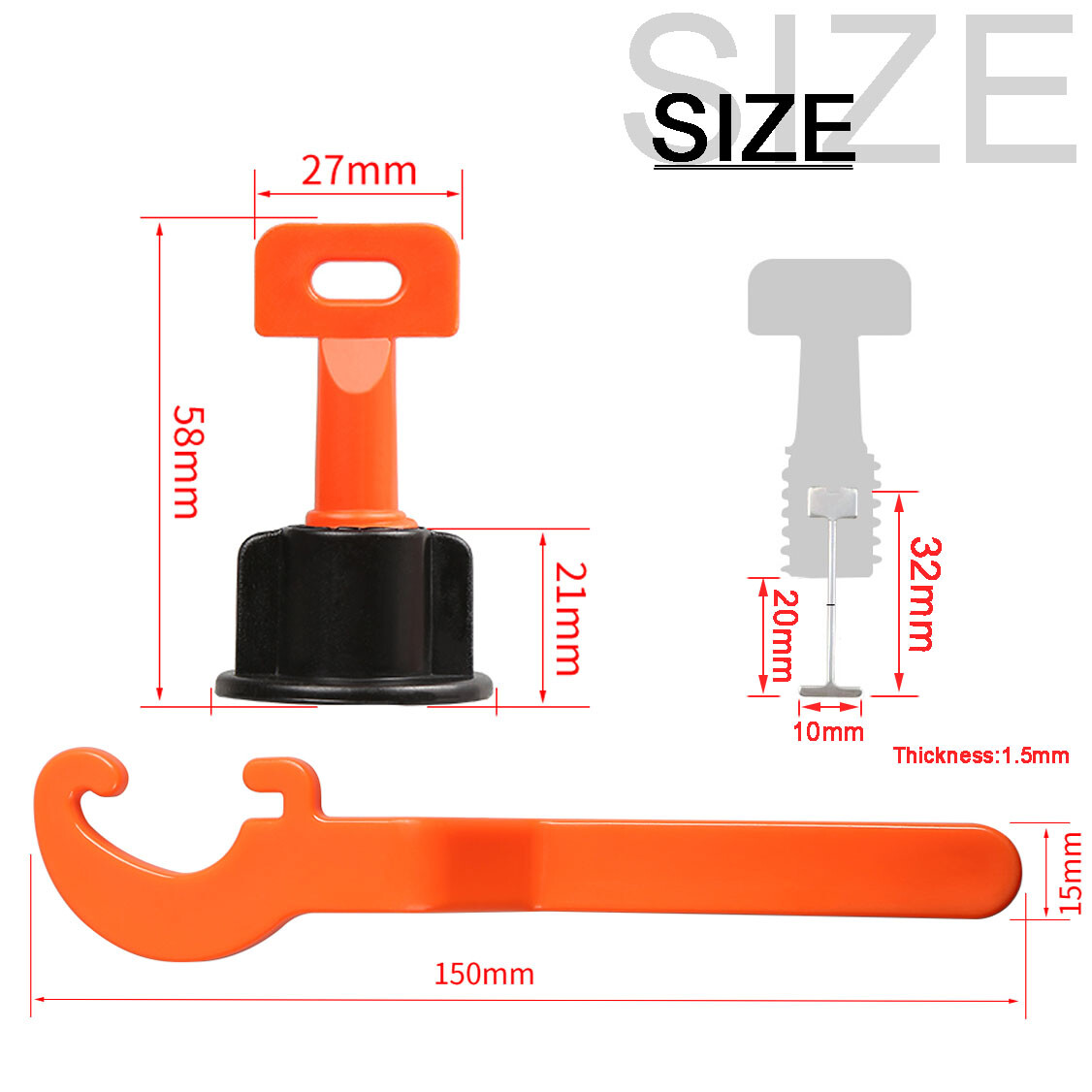 50 Pcs Tile Leveler Home Leveling Tool with a T Type Leveler Wrench For ...