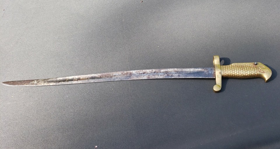 US NAVY MODEL 1870 BAYONET - 1ST PATTERN YATAGHAN BLADE USN ROLLING ...
