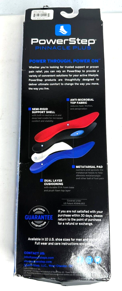 Powerstep Pinnacle Plus Comfort Insole Size I/J, Men's 12-13 US | eBay