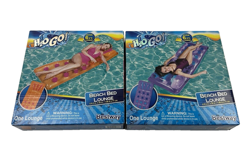 (2) Bestway H2O Go Beach Bed Lounge swimming pool float 69”x 25”x 10 ...