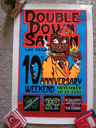 DOUBLE DOWN SALOON POSTER FREMONT CHEAP CHICK SILKSCREEN SHOT GLASS LAS ...