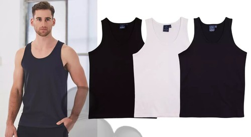 Mens Cotton Singlet Size S M L XL 2XL 3XL 5XL 6XL 7XL 9XL 10XL 11X 12XL ...