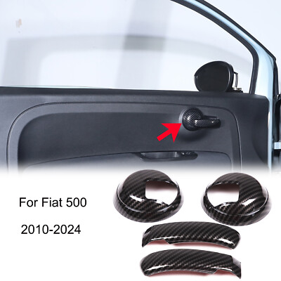 Interior Door Grab Handle Trim Cover 4pcs For Fiat 500 2010-2024 Carbon ...