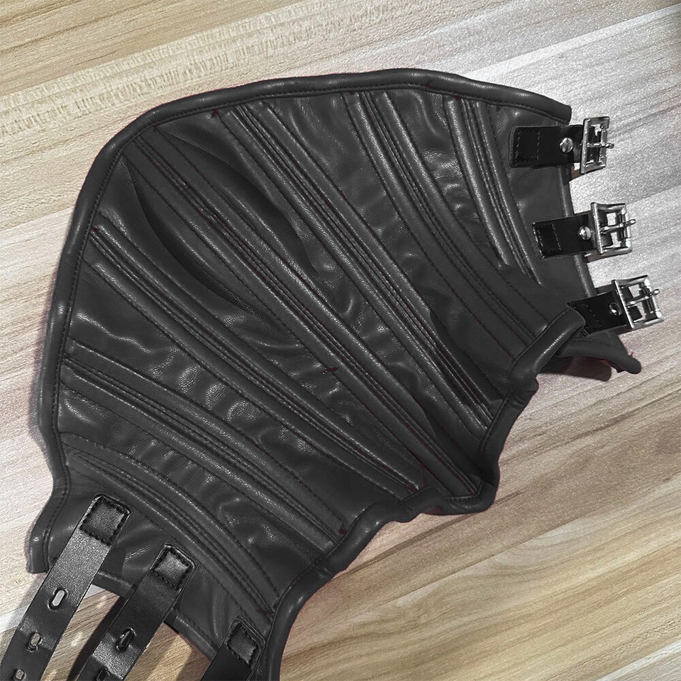 PU Leather Lockable Neck Corset Collar Restraints Bondage Collar Mouth ...