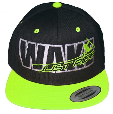 JUST RIDE WAKEBOARD HAT CAP FLAT BILL SNAPBACK NEON YELLOW WAKE BOARD ...