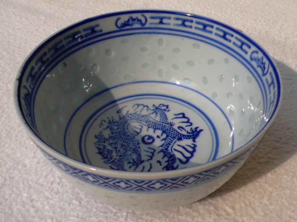 Rice Inlay Rice Grain Translucent Eyes Dragon Design Rice/Soup Bowl ...