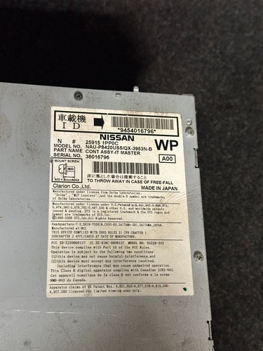 2014 INFINITI QX80 RADIO PLAYER RECEIVER 25915-1PP0B | eBay