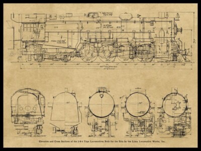 1927 Lima Locomotive Works Engine Schematic NEW Sign 24 x 30" USA STEEL ...