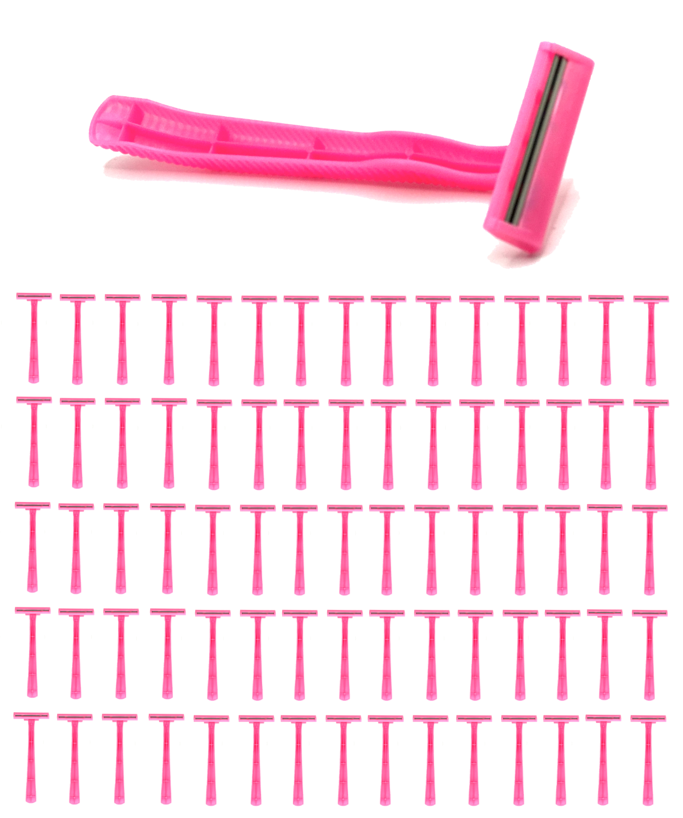 100 Low-Cost Twin Blade Pink Disposable Razors in Bulk - Professional ...
